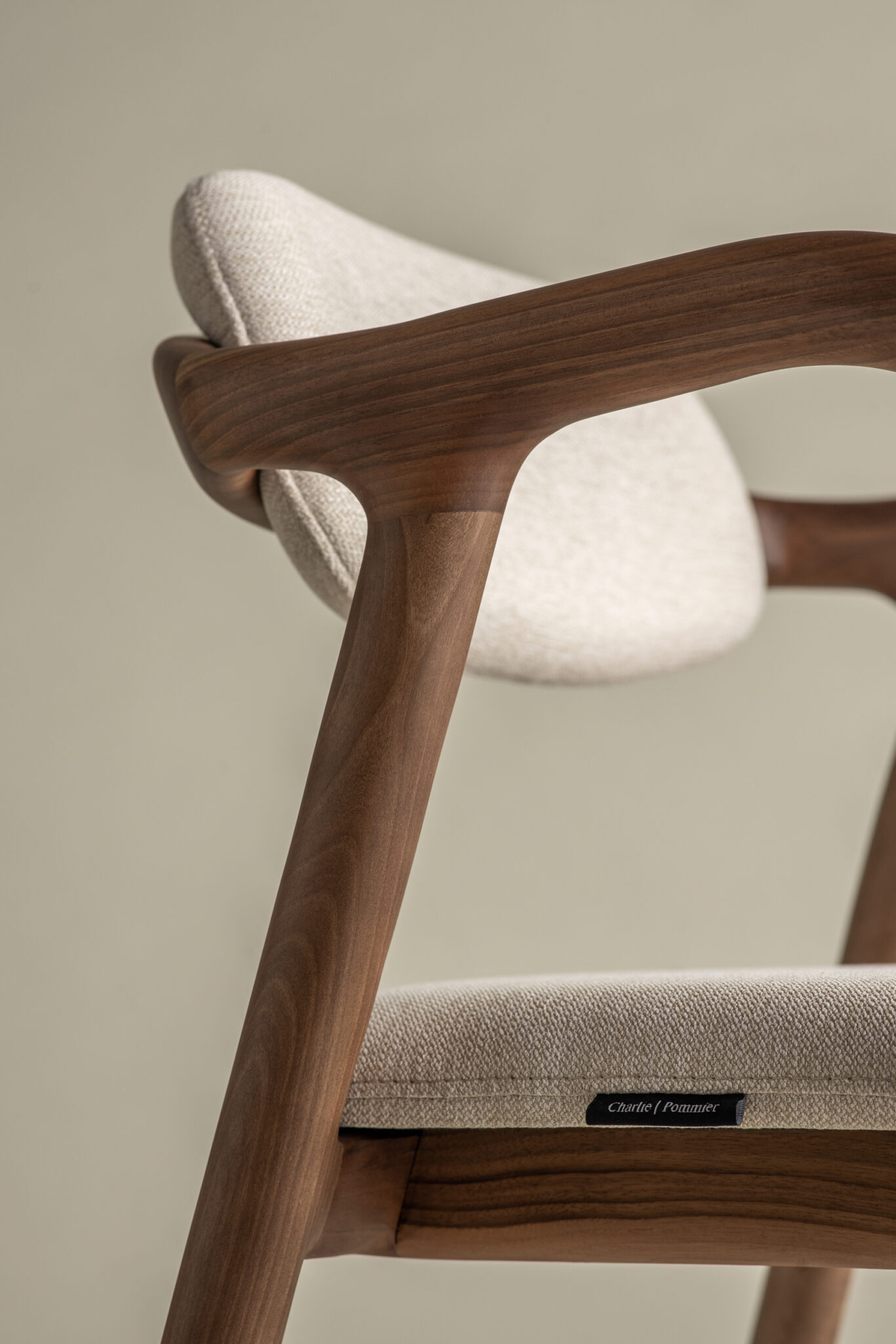 Mosso comfort chair, skillfully crafted from solid wood by Charlie Pommier.